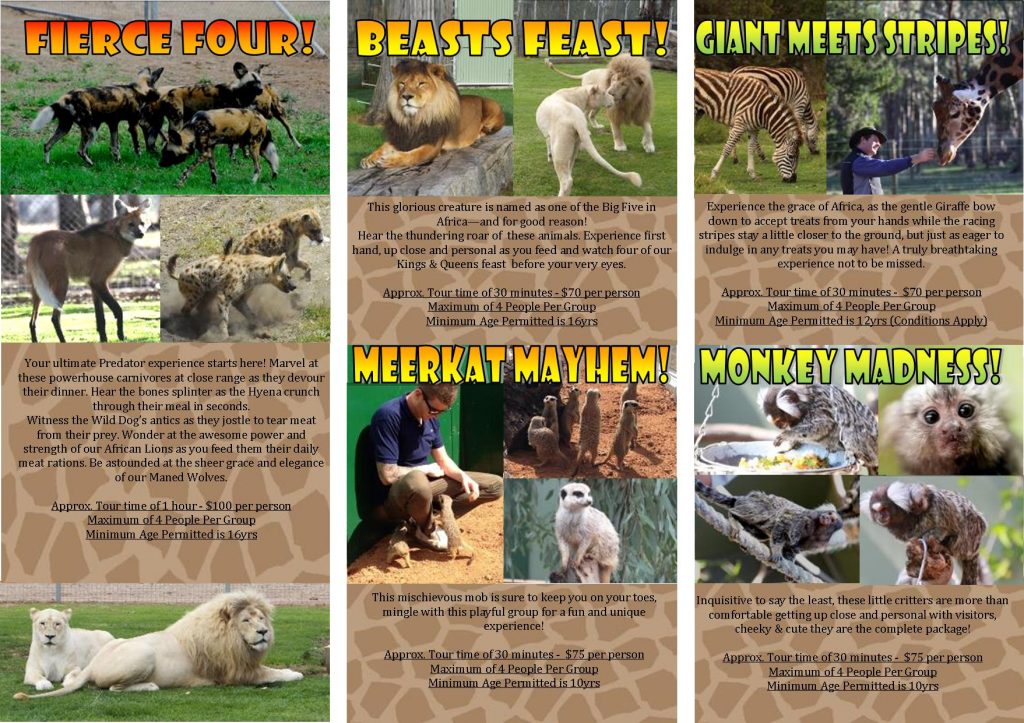 Brochure Pg 2 - Altina Wildlife Park